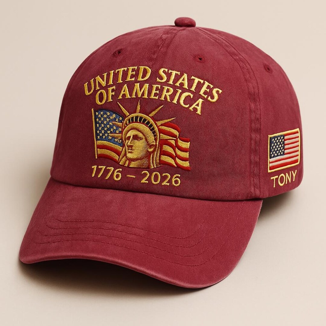 250th Anniversary Hat: Statue of Liberty Embroidered Maroon Cap - Etsy