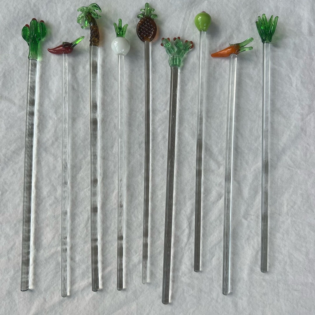 GLASS DRINK STIRRER single Handmade Artisan Glass Tall Cocktail ...