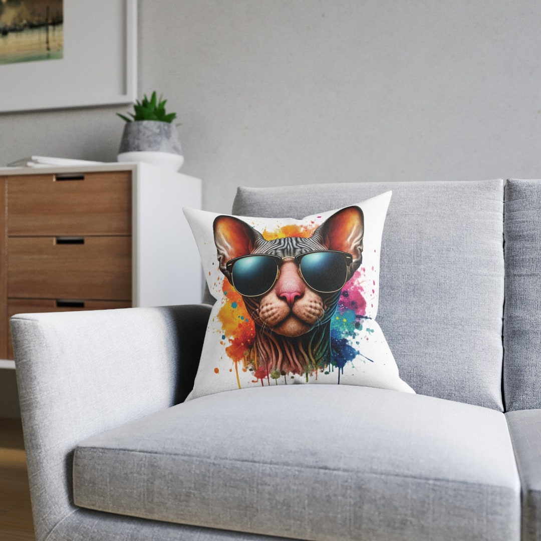 Hairless Cat Cushion With Insert for Sofa Gift for Cat Lover Fun Cat ...