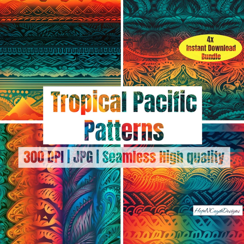 Tropical Pacific Island Patterns (4 Digital Pack) - Etsy
