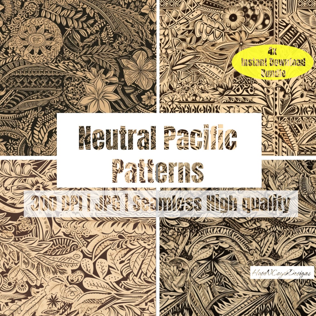 Neutral Pacific Island Patterns 4 Digital Pack - Etsy New Zealand