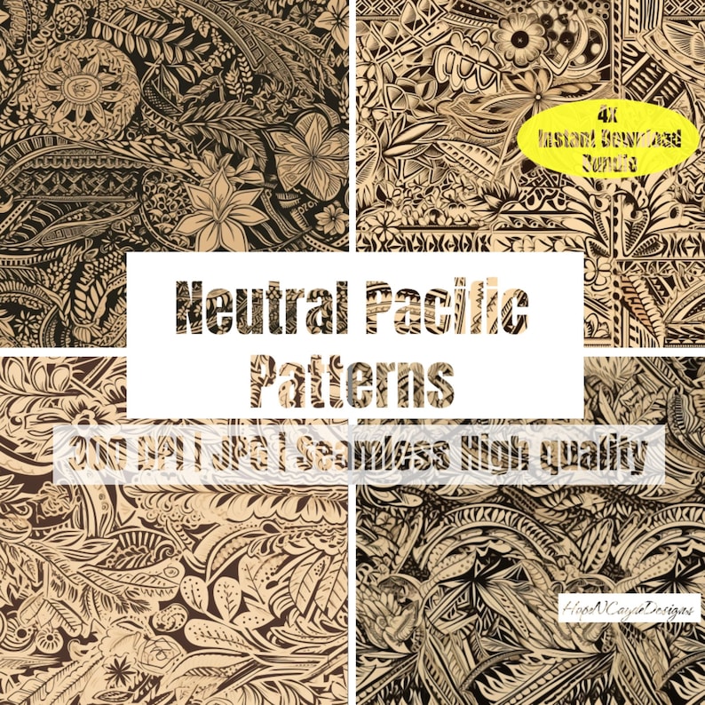 Neutral Pacific Island Patterns 4 Digital Pack - Etsy New Zealand