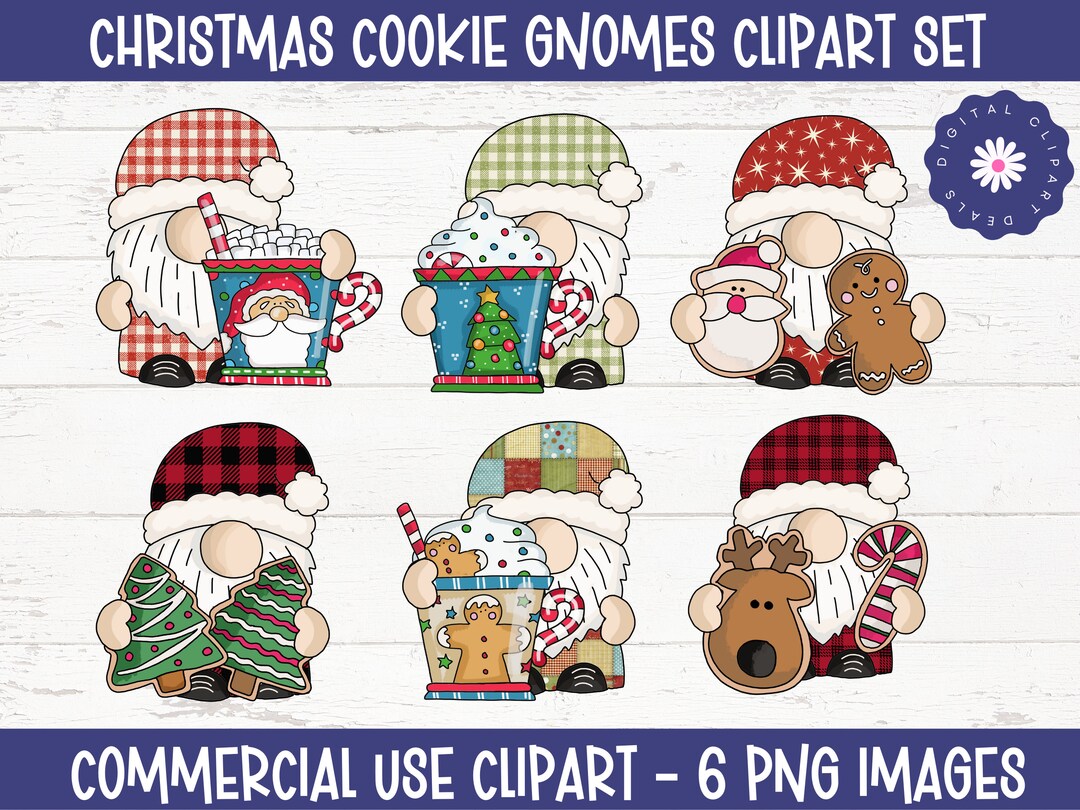 Cute Christmas Gnomes Clipart Christmas Cookie Gnomes - Etsy