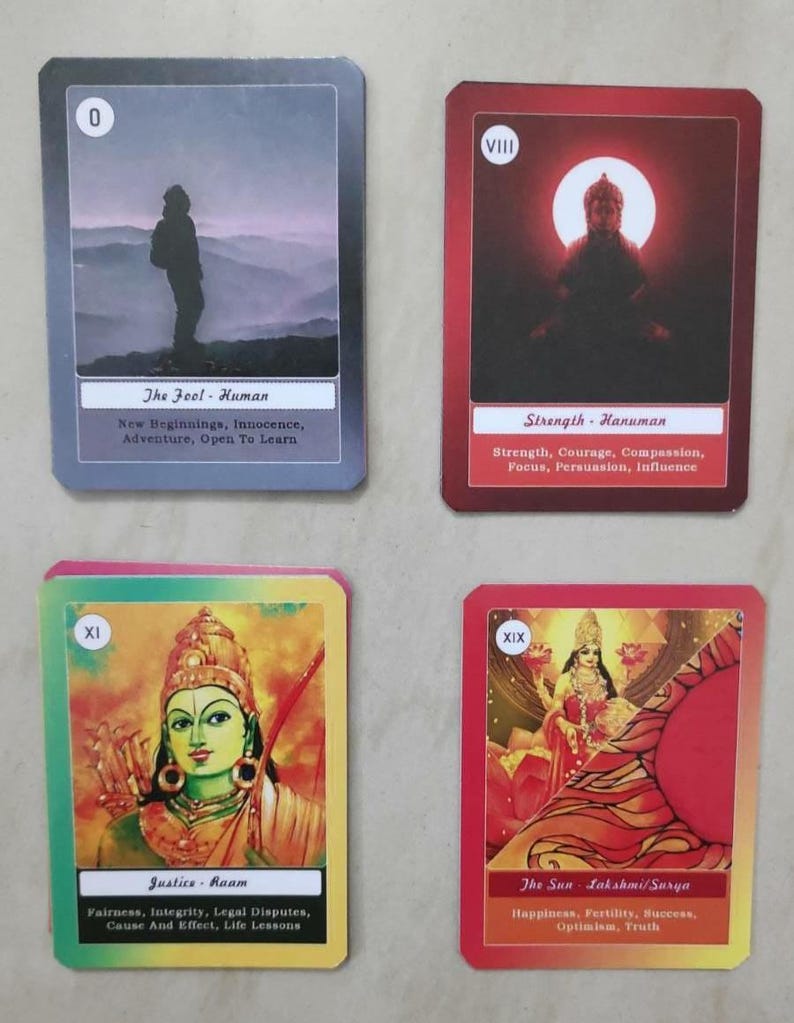 The Indian Tarots Deck | Hindu Mythology Major Arcana 22 Cards ...