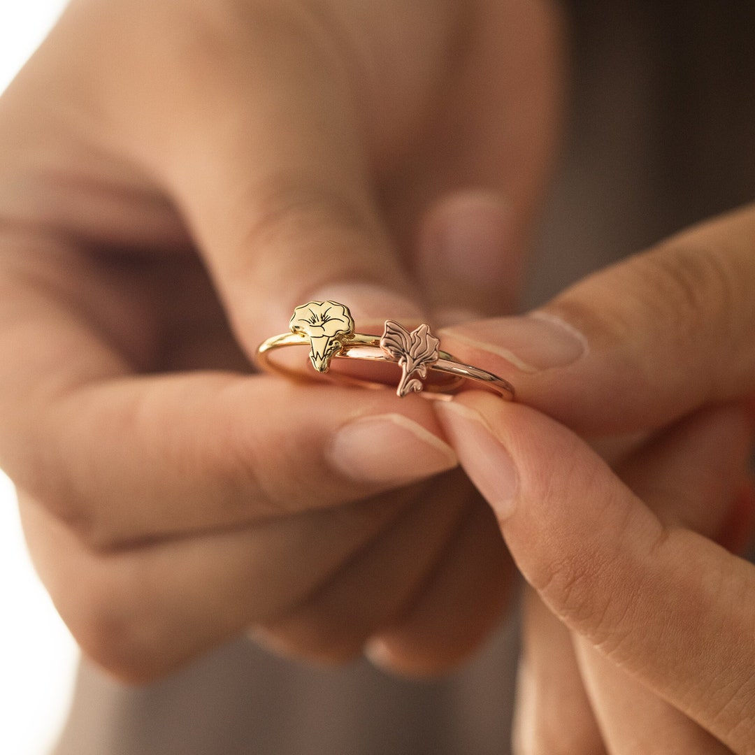 Personalized Birth Flower Rings,dainty Jewelry,bithday Gift for Mom ...
