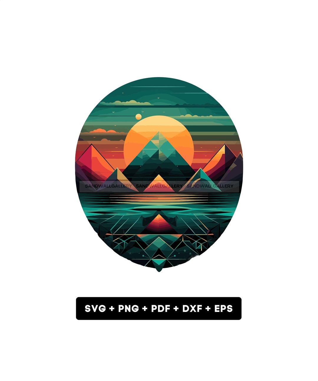 Geometric Sunset Mountain Svg Cut Files for Cricut Abstract - Etsy