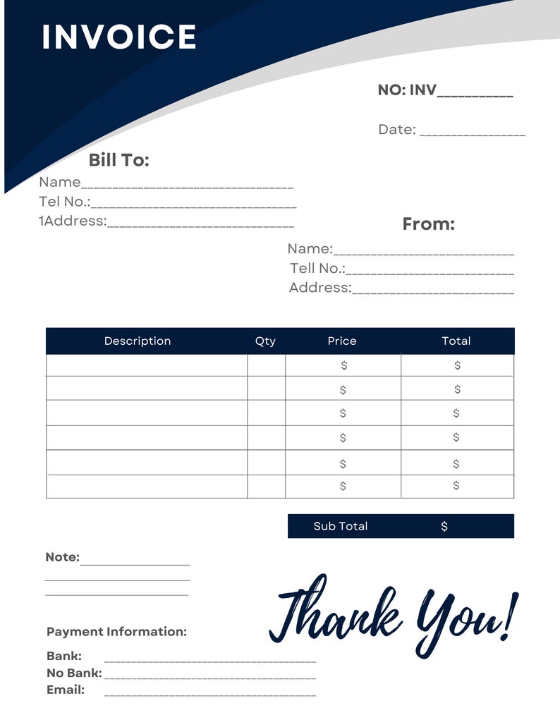 Invoice Template Editable, Business Sales Invoice Template, Modern ...