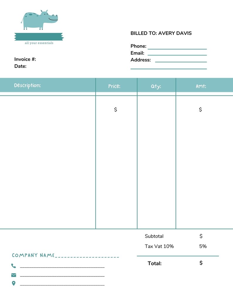 Invoice Template Editable, Business Sales Invoice Template, Modern ...