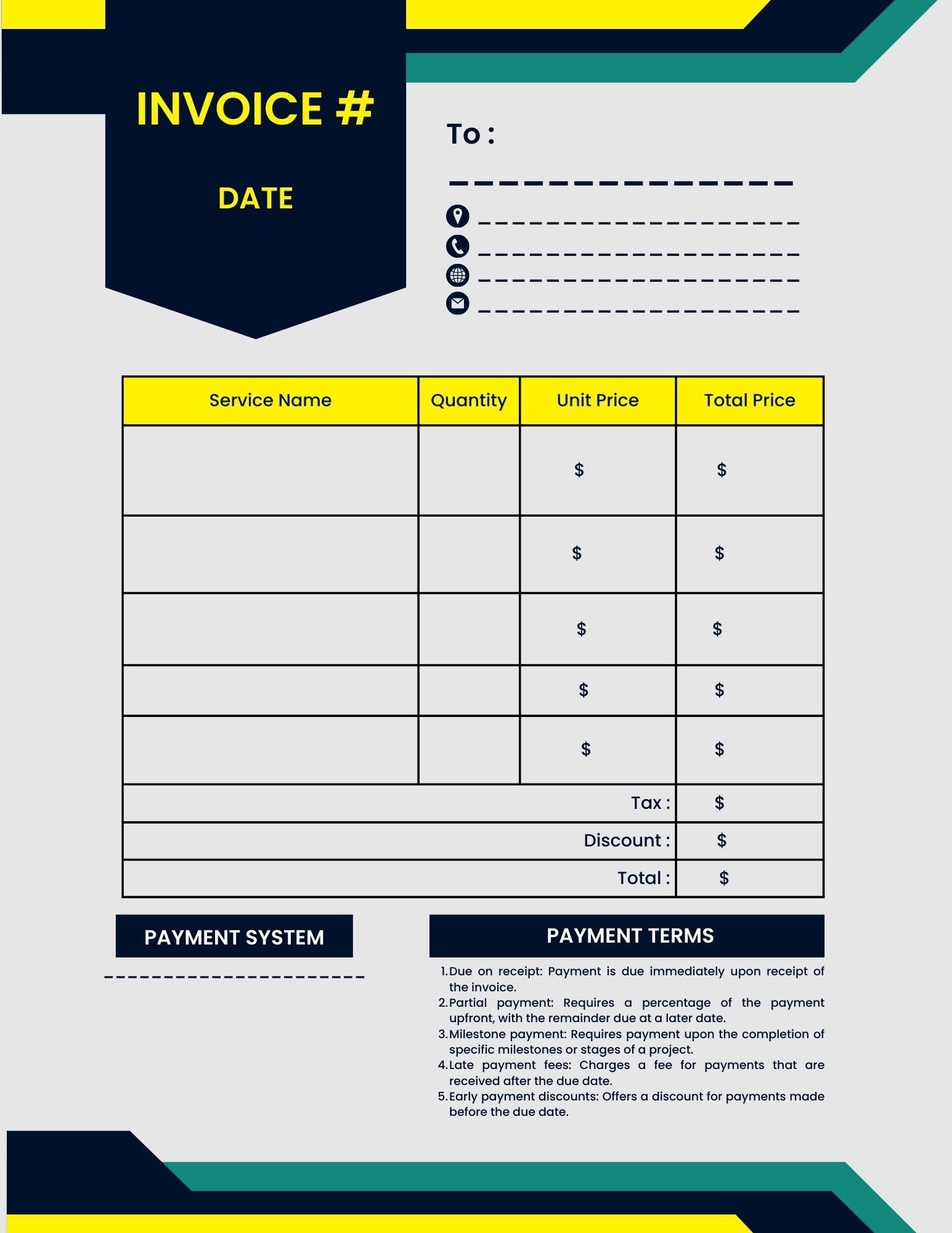 Invoice Template Editable, Business Sales Invoice Template, Modern ...