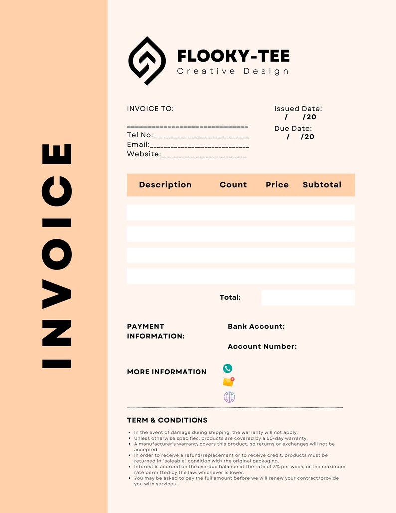 Invoice Template Editable, Business Sales Invoice Template, Modern ...