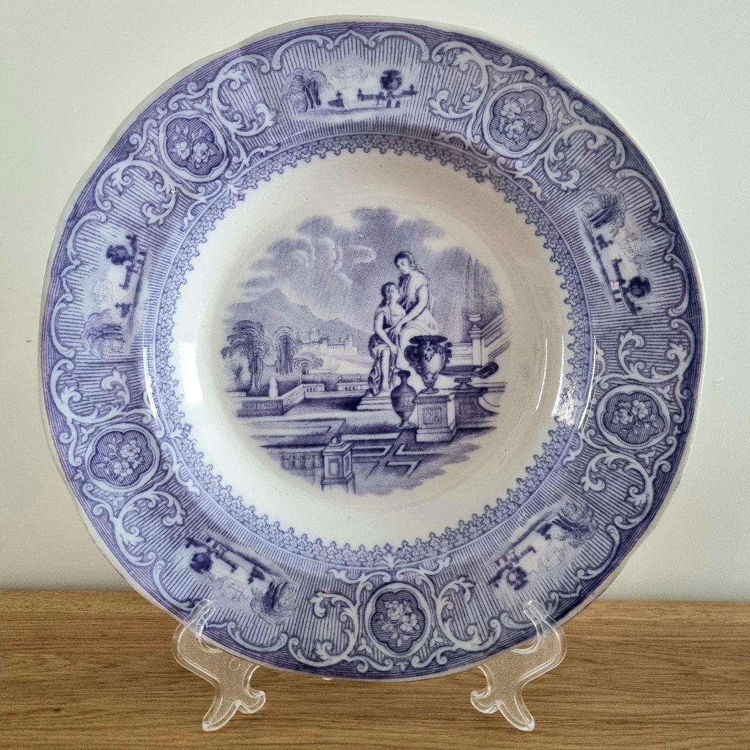 Antique Gustavsberg Dinner Plate, Purple Blue Transfer Plate, Vintage ...
