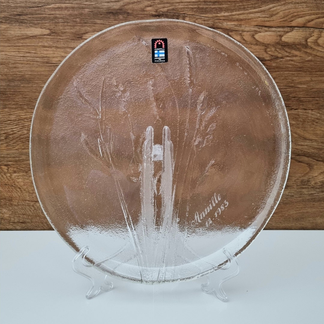 Vintage Humppila Finland Glass Plate, Scandinavian Art Glass ...