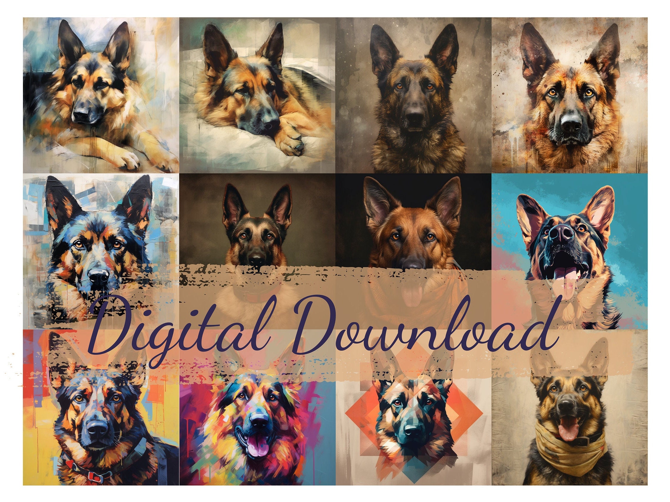 German Shepherd Digital Art | Realistic Pet Art | Personalized Dog ...