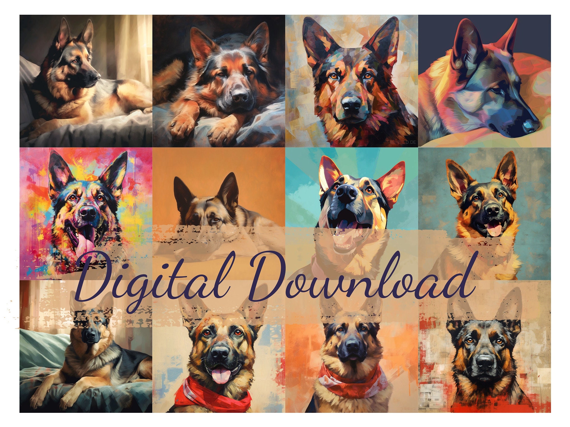 German Shepherd Digital Art | Realistic Pet Art | Personalized Dog ...