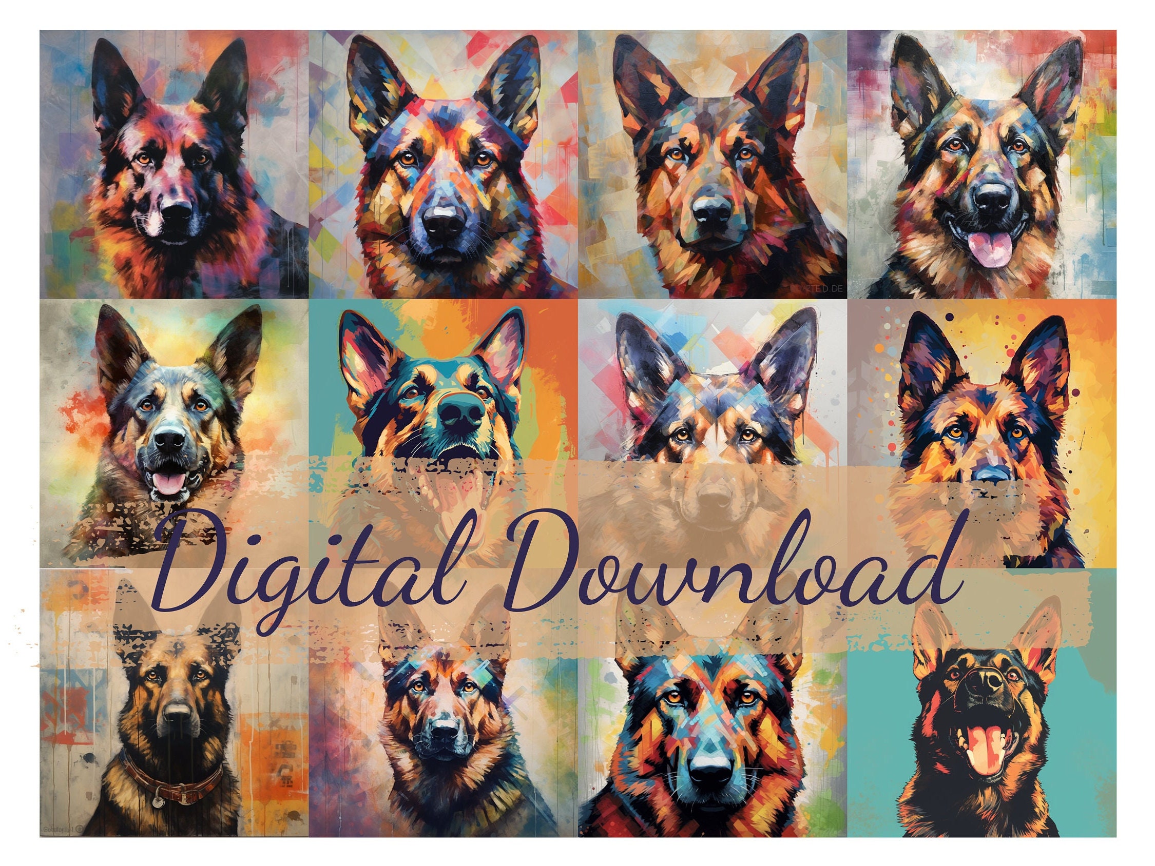 German Shepherd Digital Art | Realistic Pet Art | Personalized Dog ...