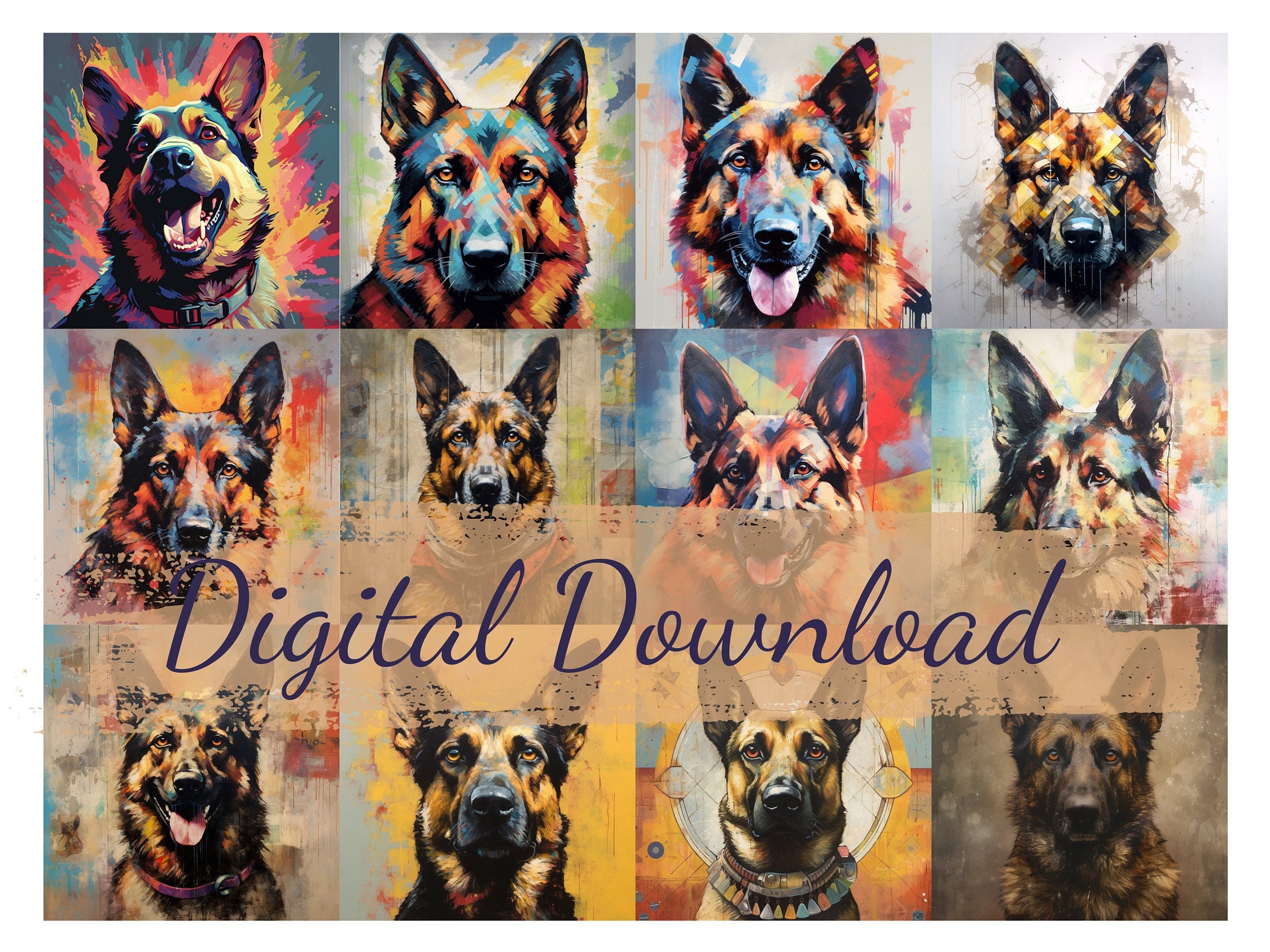 German Shepherd Digital Art | Realistic Pet Art | Personalized Dog ...