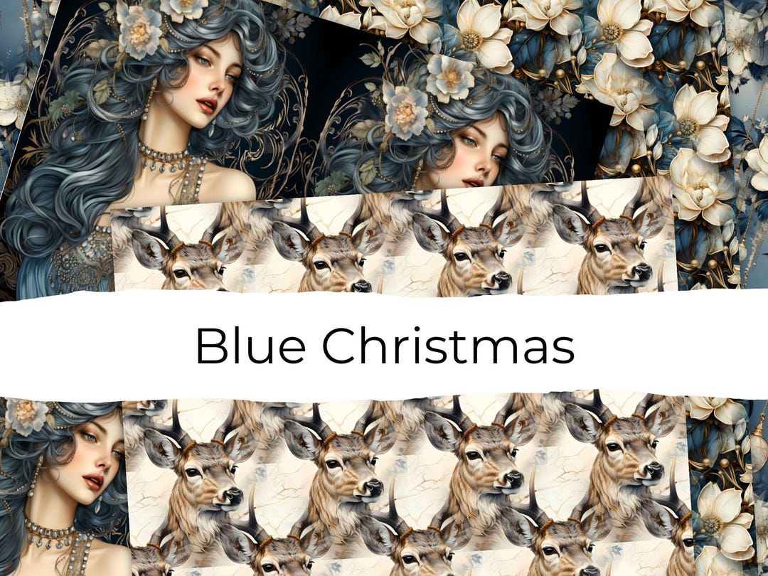 Blue Christmas Digital Paper Kit (digital Download) - Etsy