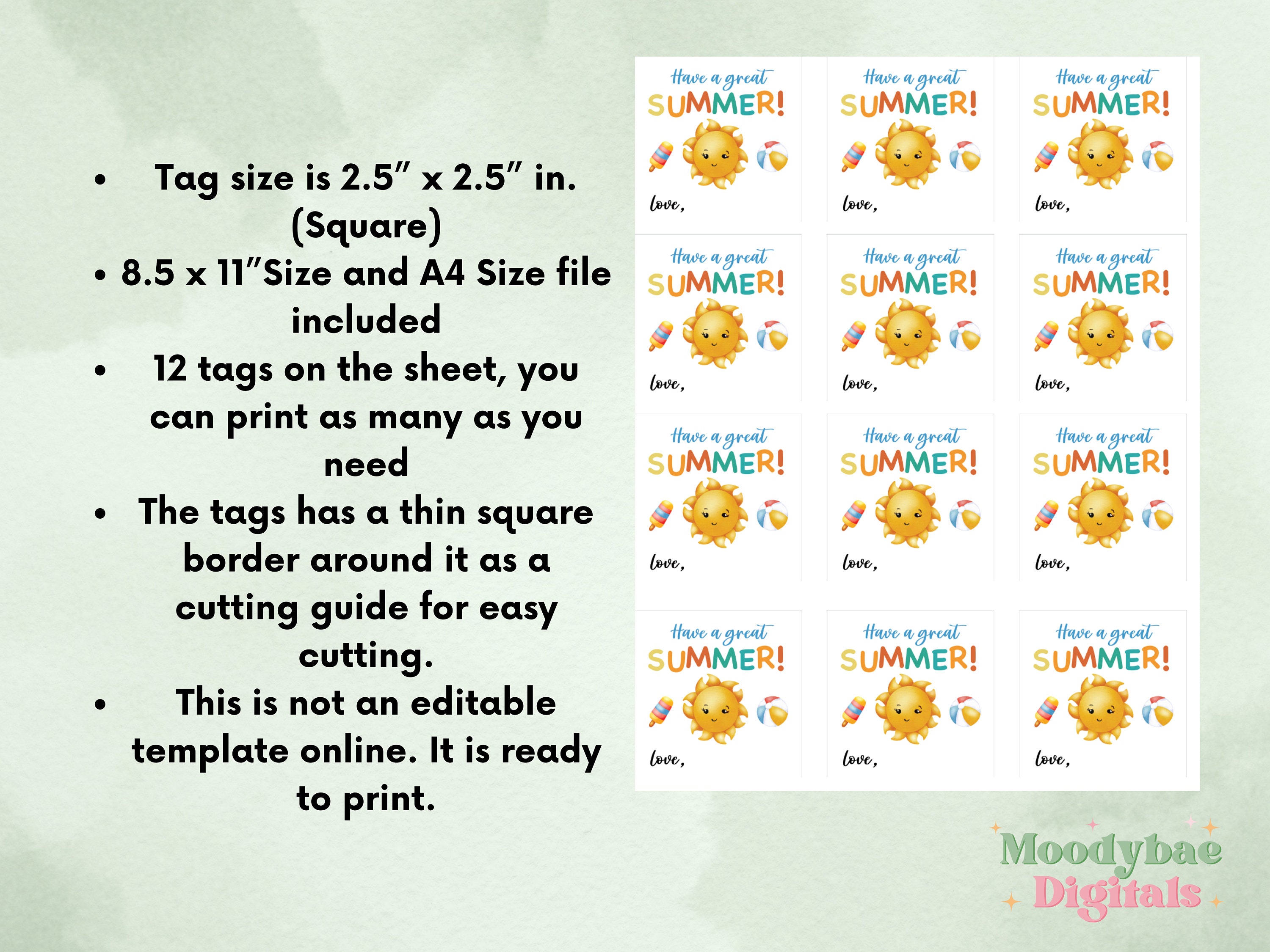 End of School Gift Tags, Summer Gift Tags From Teachers and Students ...