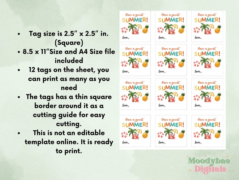 End of School Year Tags, Summer Gift Tags From Teachers and Students ...