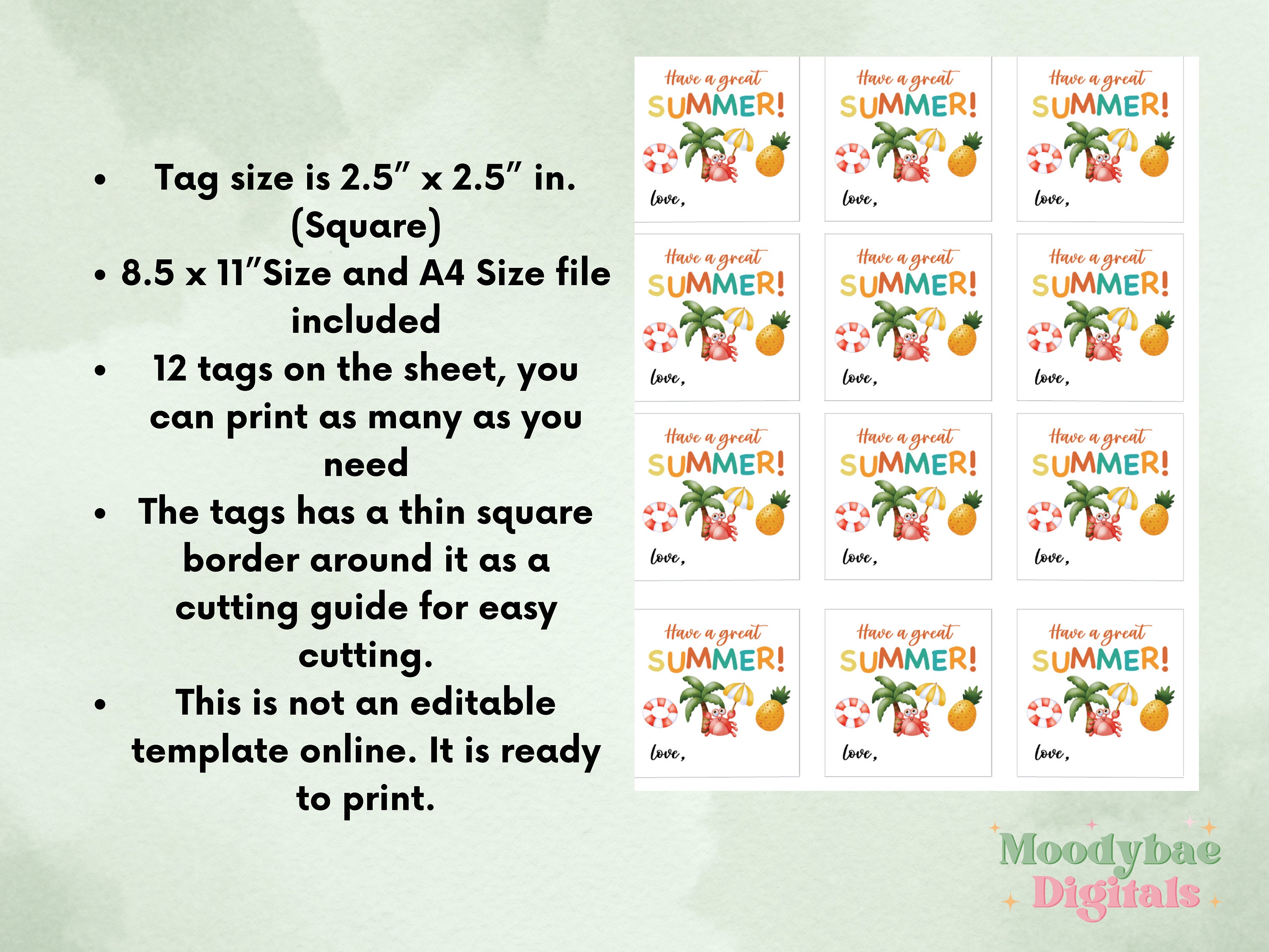 End of School Year Tags, Summer Gift Tags From Teachers and Students ...