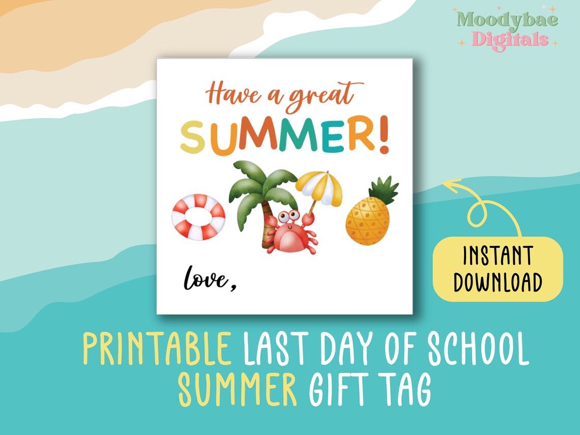 End of School Year Tags, Summer Gift Tags From Teachers and Students ...