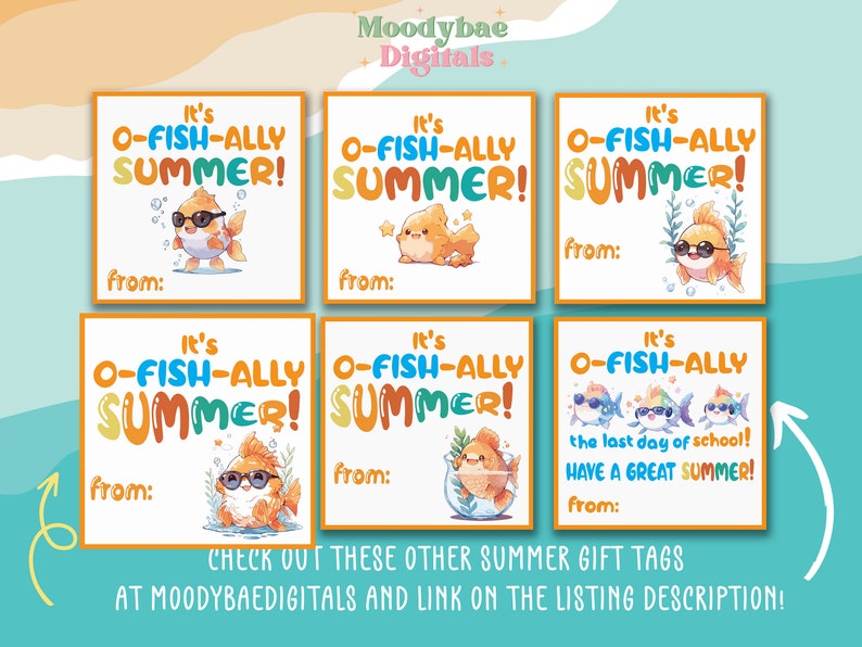 End of School Gift Tags, O-fish-ally Summer Tags, Last Day of School ...