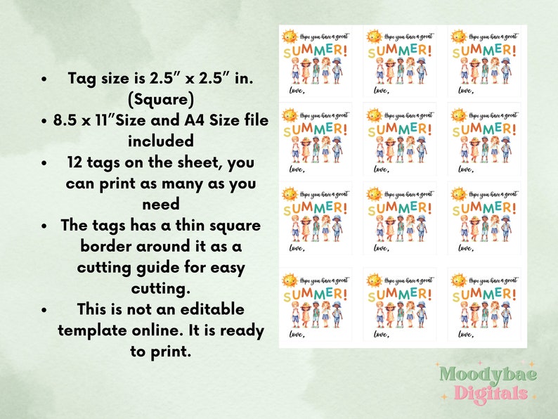 Printable Last Day of School Summer Tags, End of School Year, Kids ...