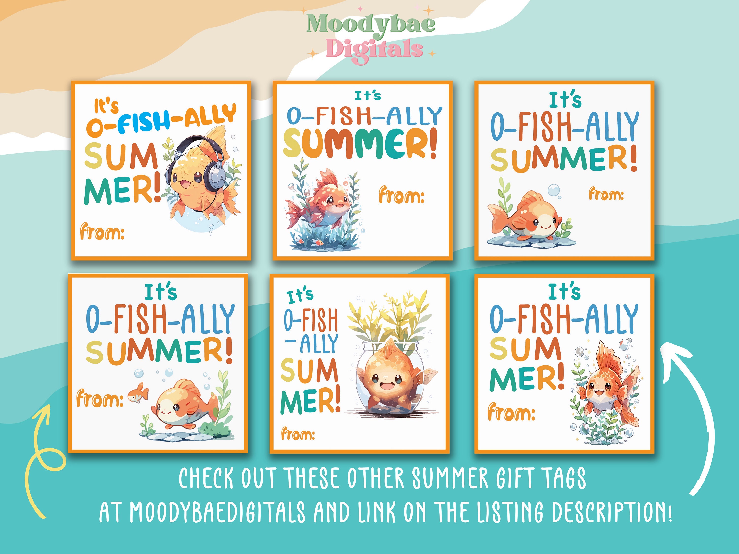 End of School Gift Tags, O-fish-ally Summer Tags, Printable Teacher ...