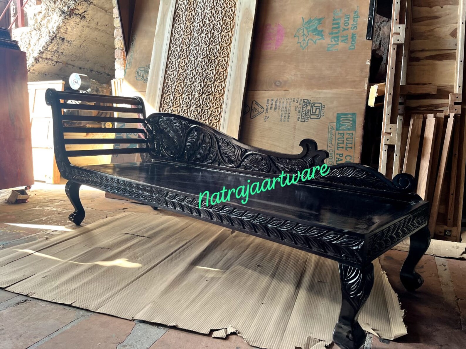 Indian Natural Wood Diwan Cot Outdoor Day Bed - Etsy