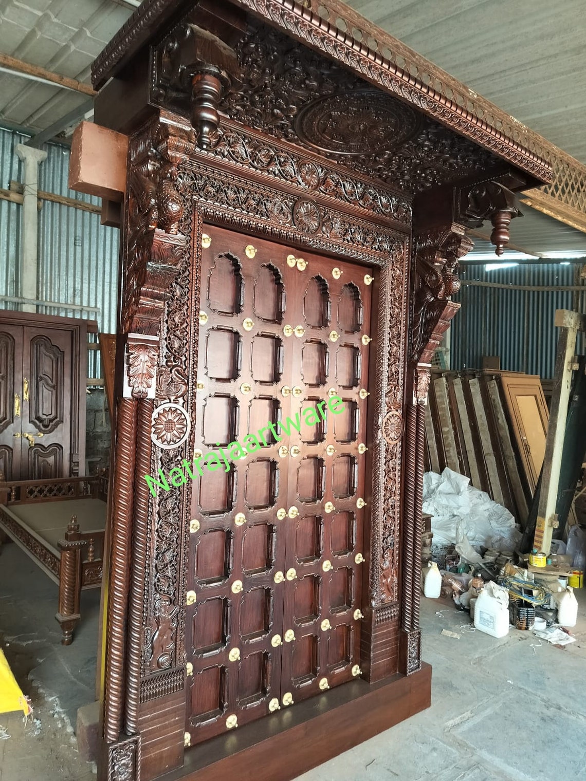 South Indian Traditional Door Wooden Door Indian Teak Wood Hand Carved ...