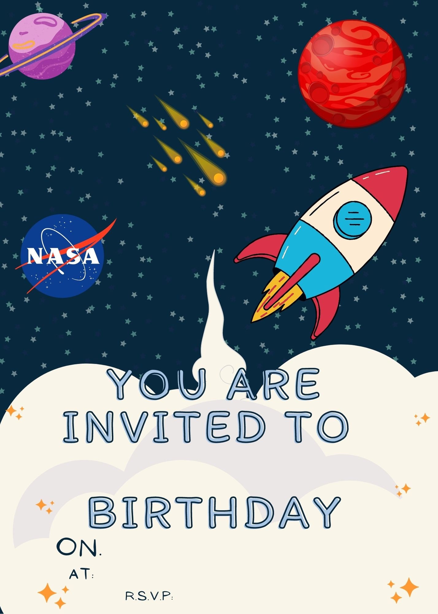 Children Space Birthday Digital Invite - Etsy