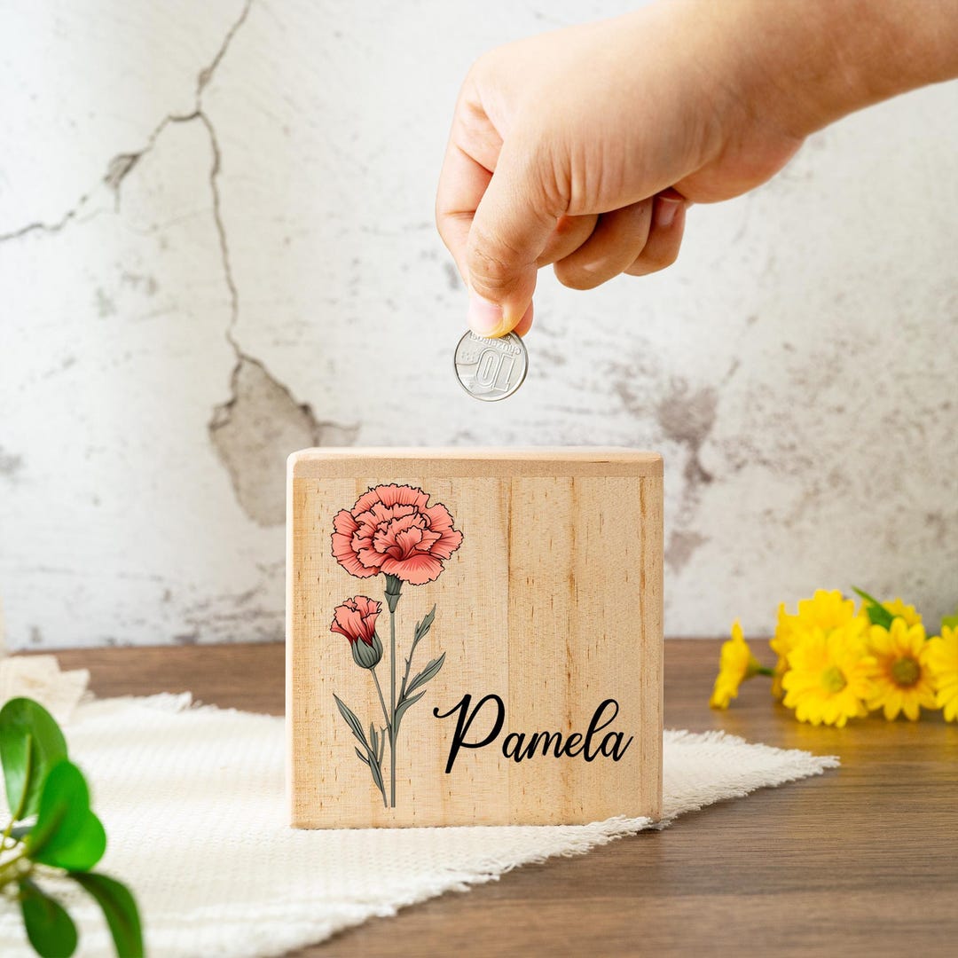 Birth Flower Piggy Bank for Baby, Keepsake Gifts for Kid, Wildflower ...