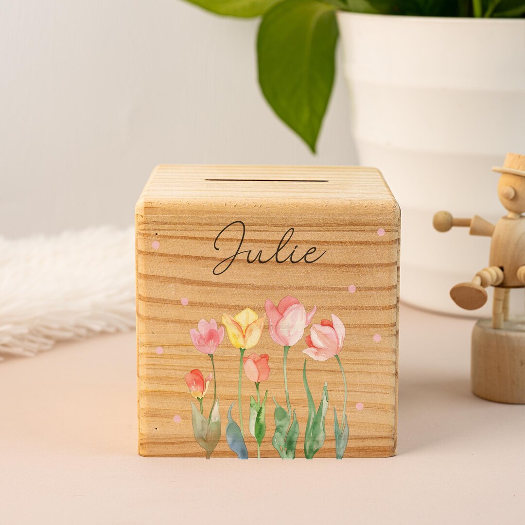 Wildflower Piggy Bank, Custom Coin Bank, Christmas Gift Girl ...