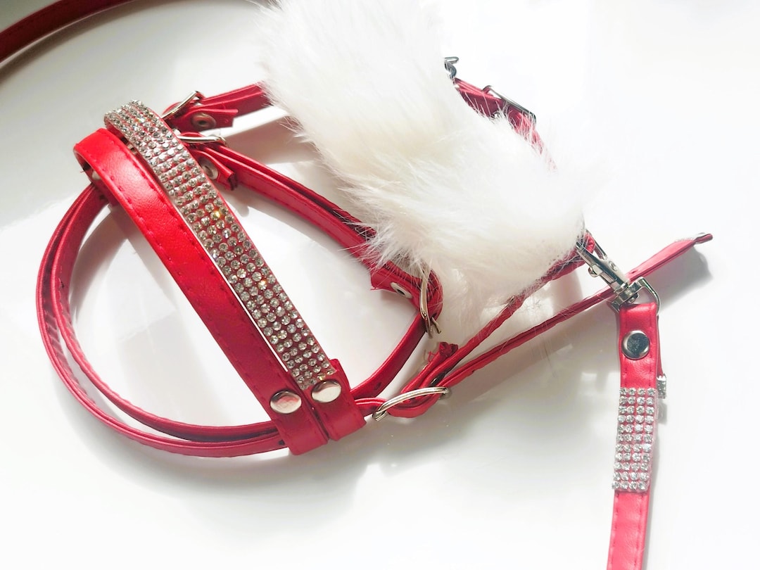 Snaffle Bridle +reins for Hobby Horse RED +fur Hh Xmas - Etsy
