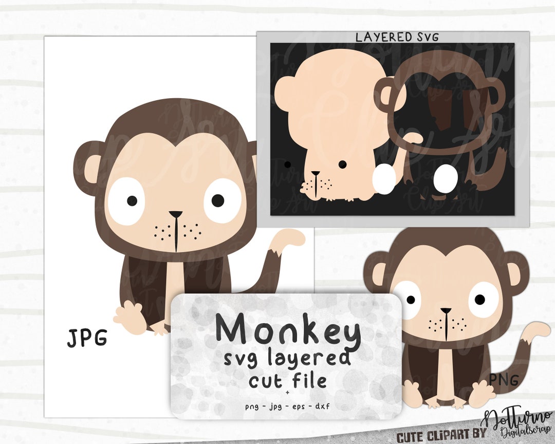 Monkey Cut File Clipart Set of 1 SVG Layered File - Etsy