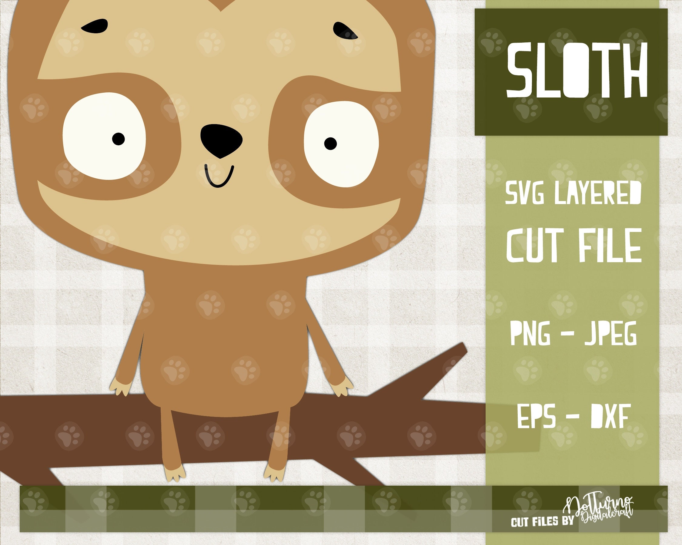 Sloth Cut File Clipart Set of 1 SVG Layered File Instant - Etsy