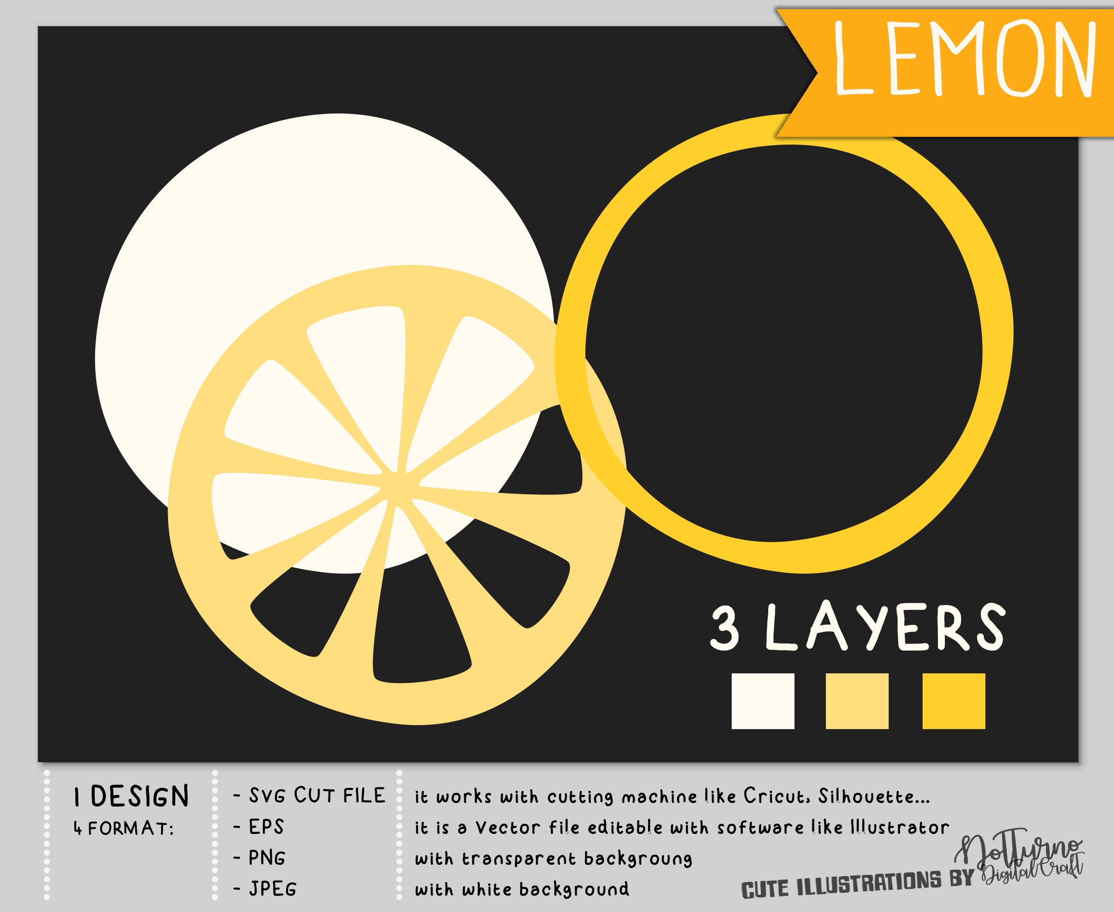 Lemon Cut File Set of 1 Layered SVG Instant Download - Etsy