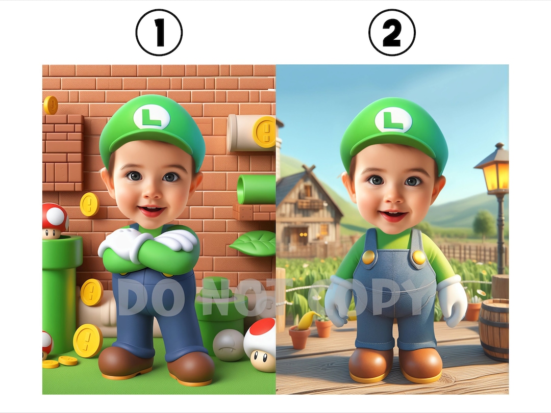 Luigi Portrait, Custom Luigi Photo, Mario Portrait, Personalized Luigi ...