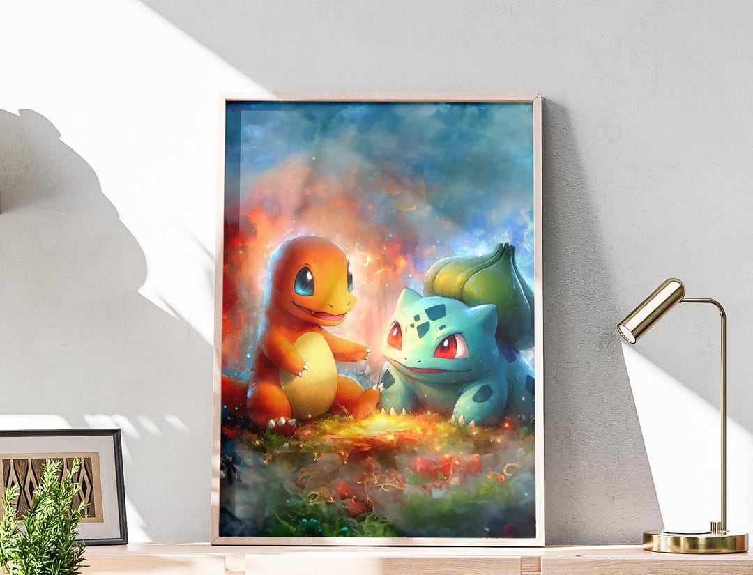 Charmander and Bulbasaur Friendship Watercolor Poster (digital Download ...