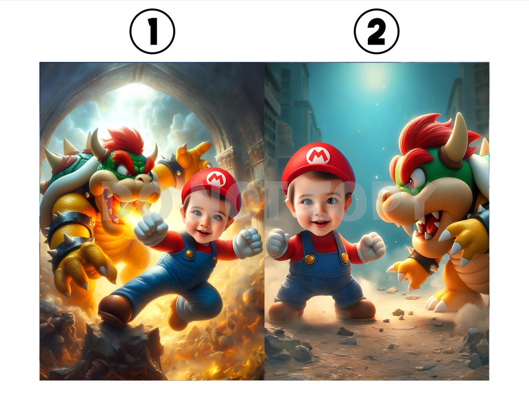 Custom Mario Vs Bowser Portrait: Personalized Caricature (digital ...