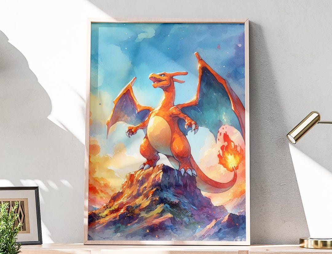 Charizard Poster, Watercolor Charizard, Charizard Painting, Charizard ...