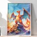 Charizard Poster, Watercolor Charizard, Charizard Painting, Charizard ...