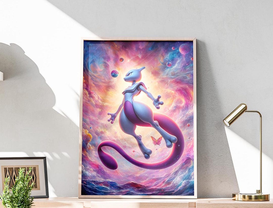 Mewtwo Poster, Mewtwo Wall Art, Watercolor Mewtwo, Mewtwo Painting ...