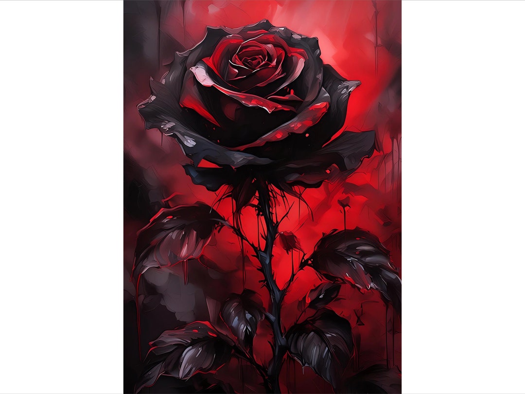 Black Rose Art, Rose Watercolor, Black Rose Wall Art, Black Rose ...