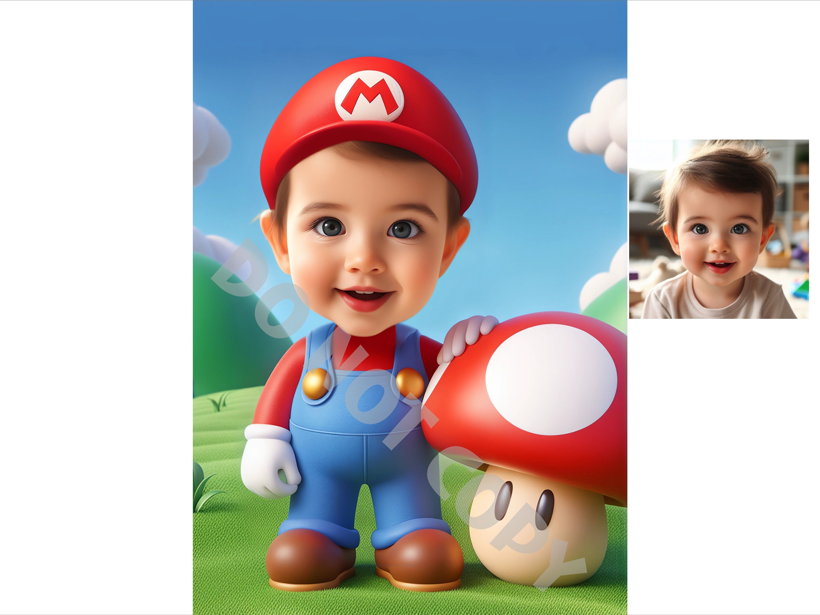 Super Mario Portrait, Custom Mario Photo, Mario Kids Portrait, Super ...