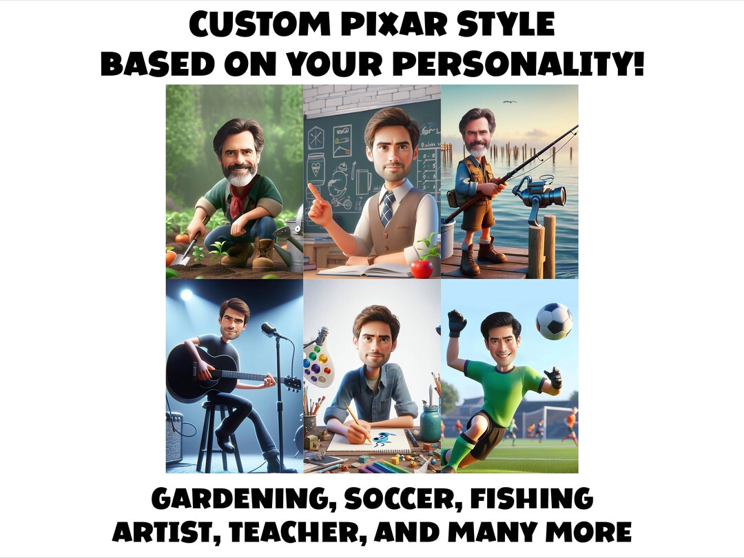 Pixar Custom Portrait, Pixar Style Portrait, Pixar Custom Body ...