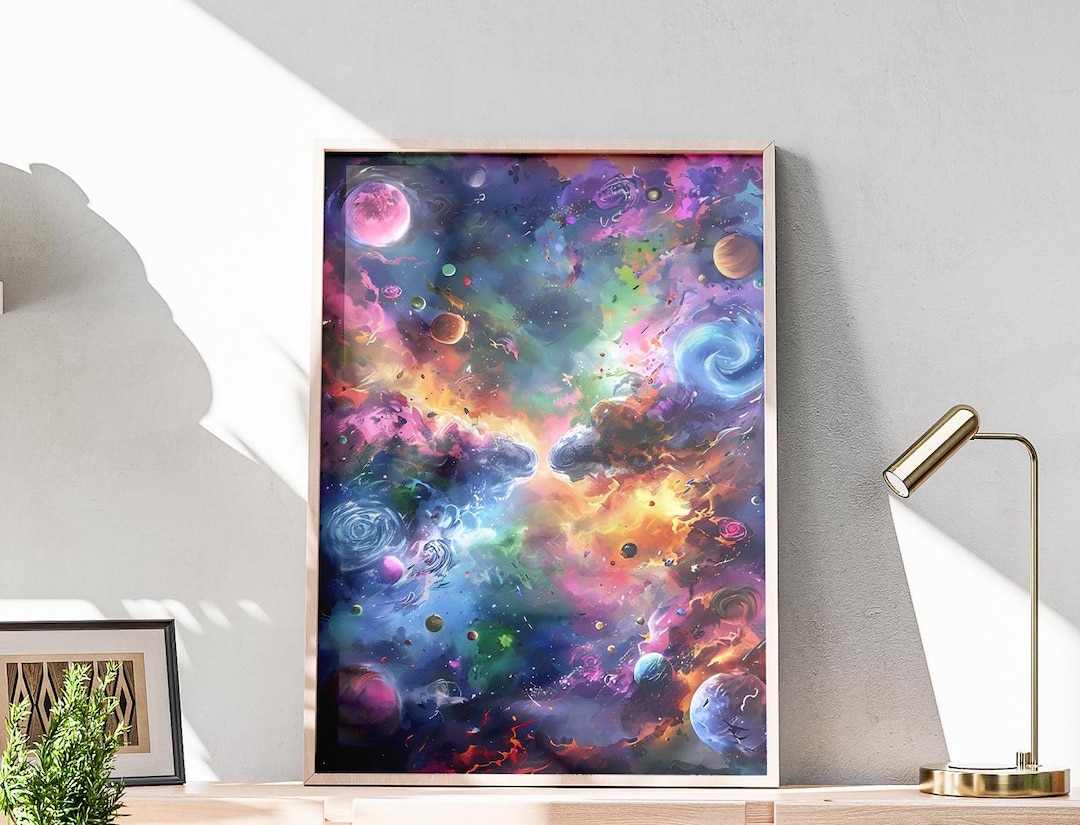 Galaxy Poster, Cosmic Wall Art, Space Poster, Colorful Abstract Poster ...