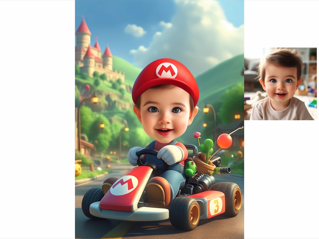 Mario Kart Portrait Custom Mario Kart Mario Kart Photo - Etsy