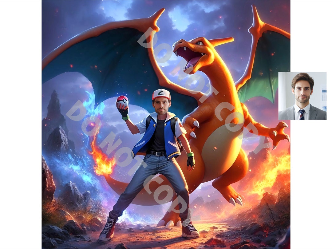 Pokemon Portrait, Charizard Portrait, Ash Portrait, Custom Pokemon ...