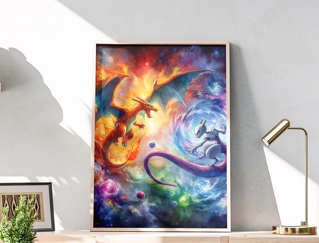 Pokemon Poster, Charizard Poster, Mewtwo Poster, Watercolor Charizard ...